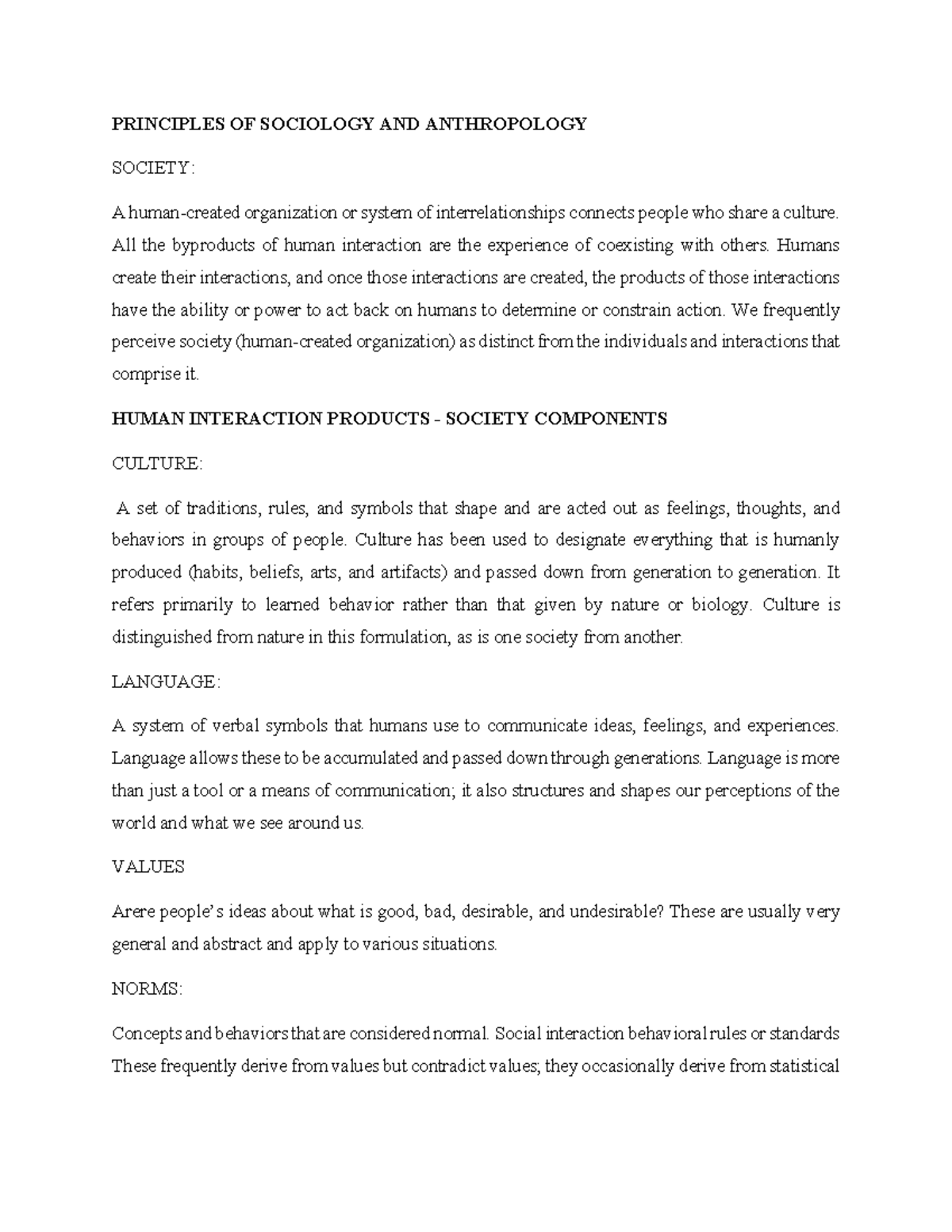 Principles of Sociology and Anthropology - PRINCIPLES OF SOCIOLOGY AND ...