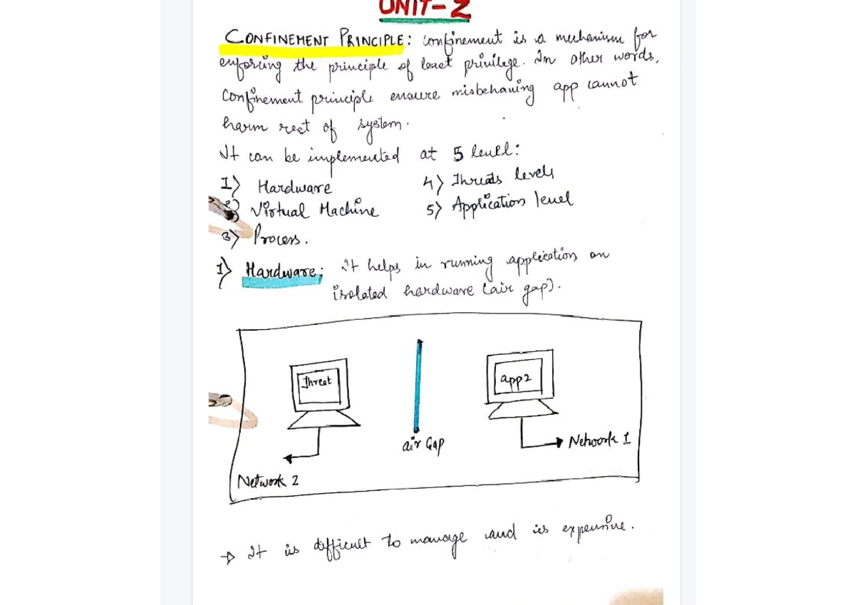 unit 2 computer - N CONFINEMENT PRINCIPLE: confinement is a mechanism for enforcing the ...