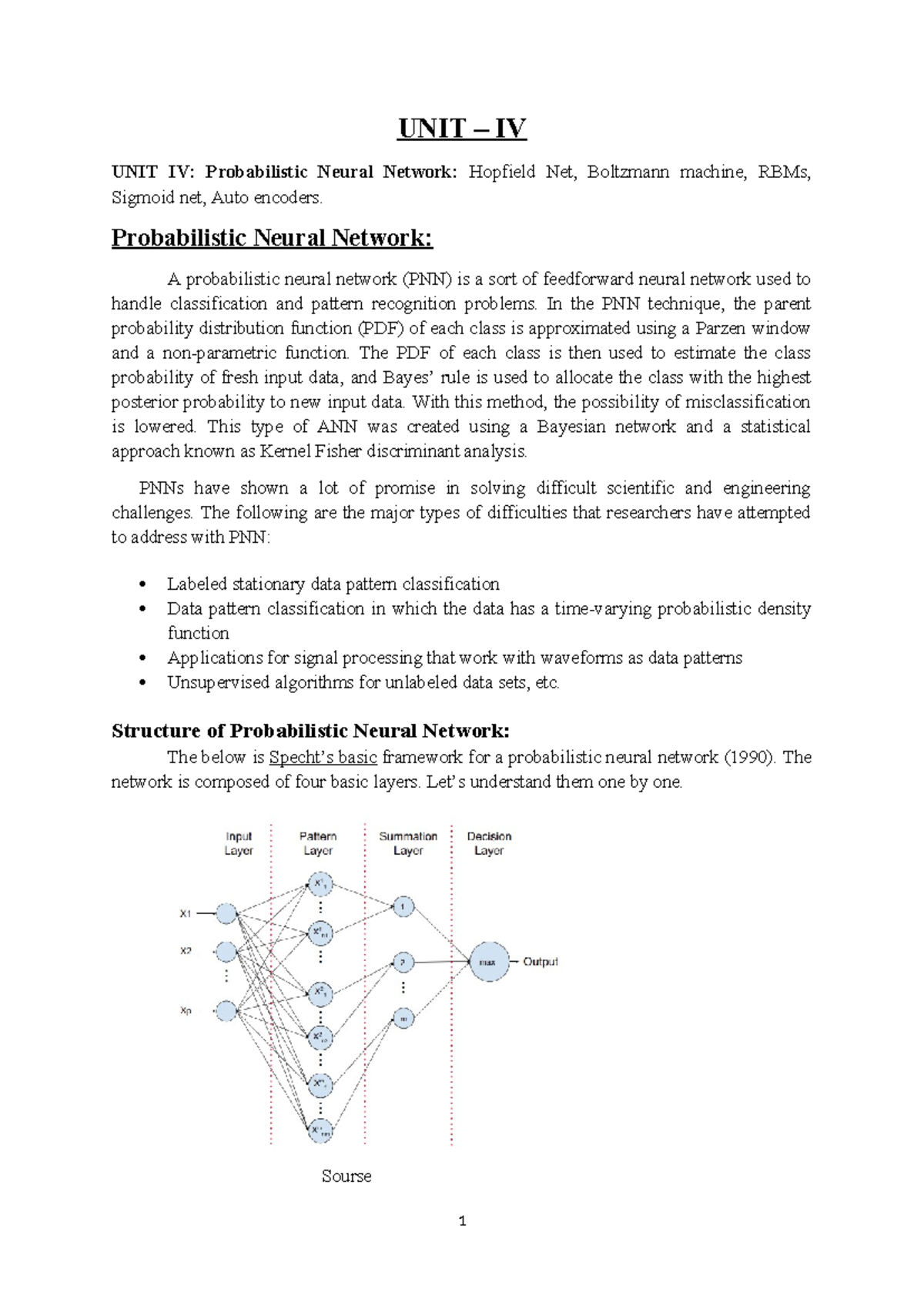 686661097 DL Unit 5 - UNIT – IV UNIT IV: Probabilistic Neural Network: Hopfield Net, Boltzmann ...