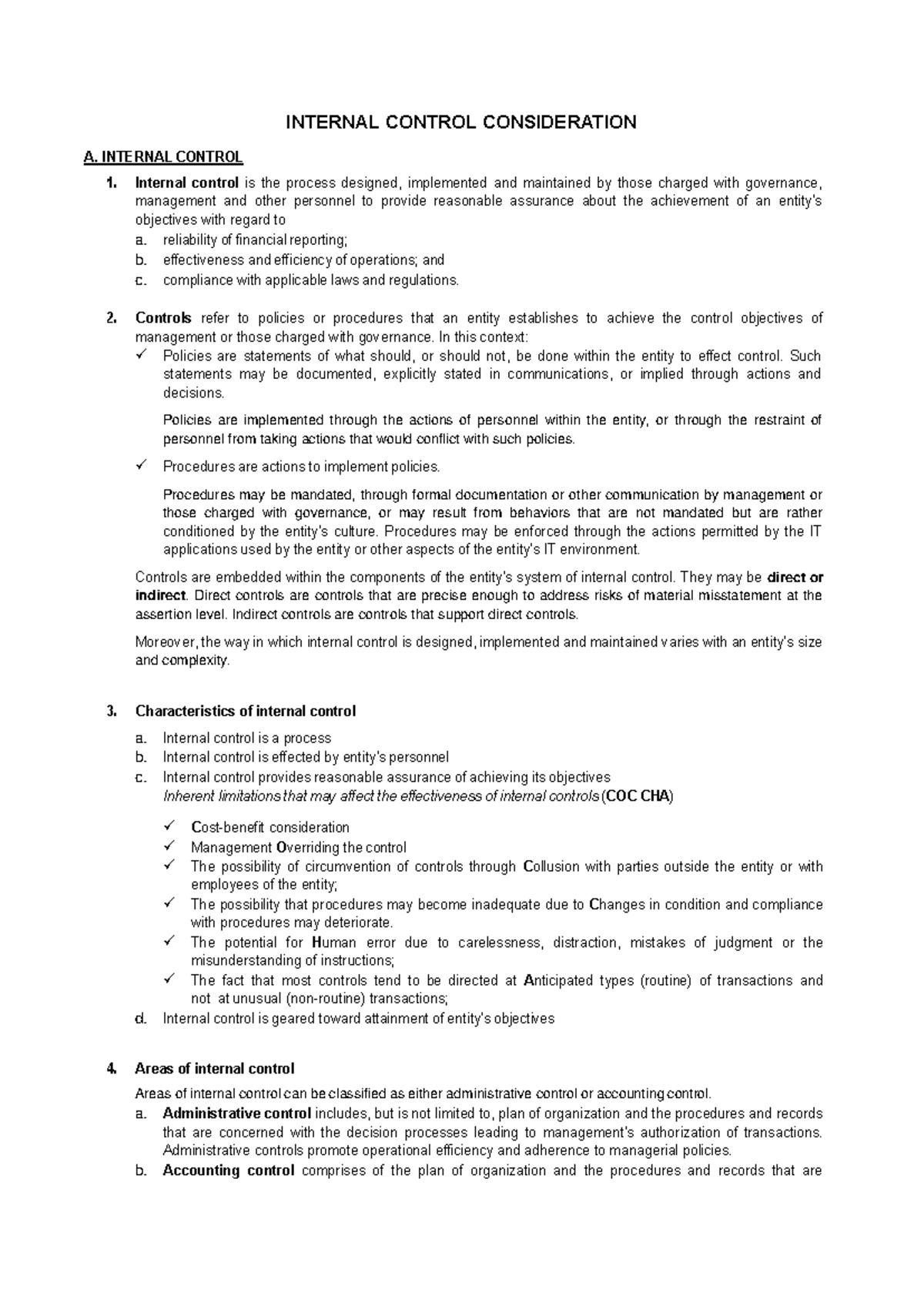 08. Internal Control Consideration - INTERNAL CONTROL CONSIDERATION A ...
