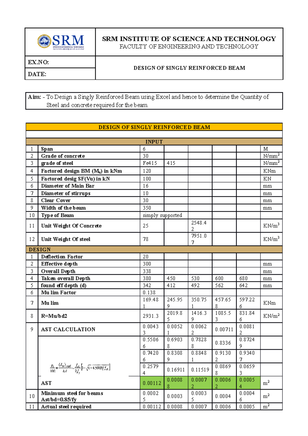 Strength of materials laboratory calculations and workshop - SRM ...