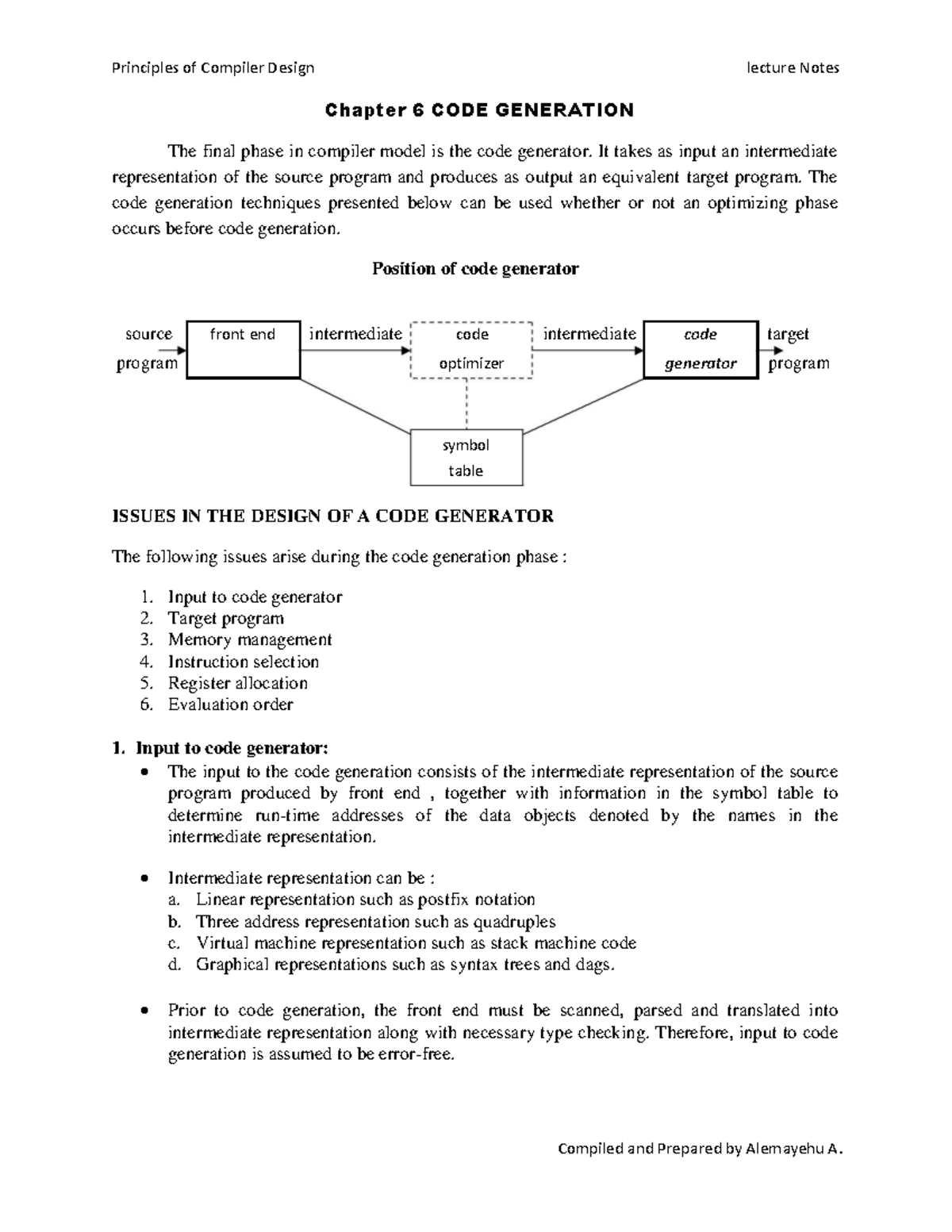 Chapter 6 Code generation-(part of final exam) - Chapter 6 CODE ...