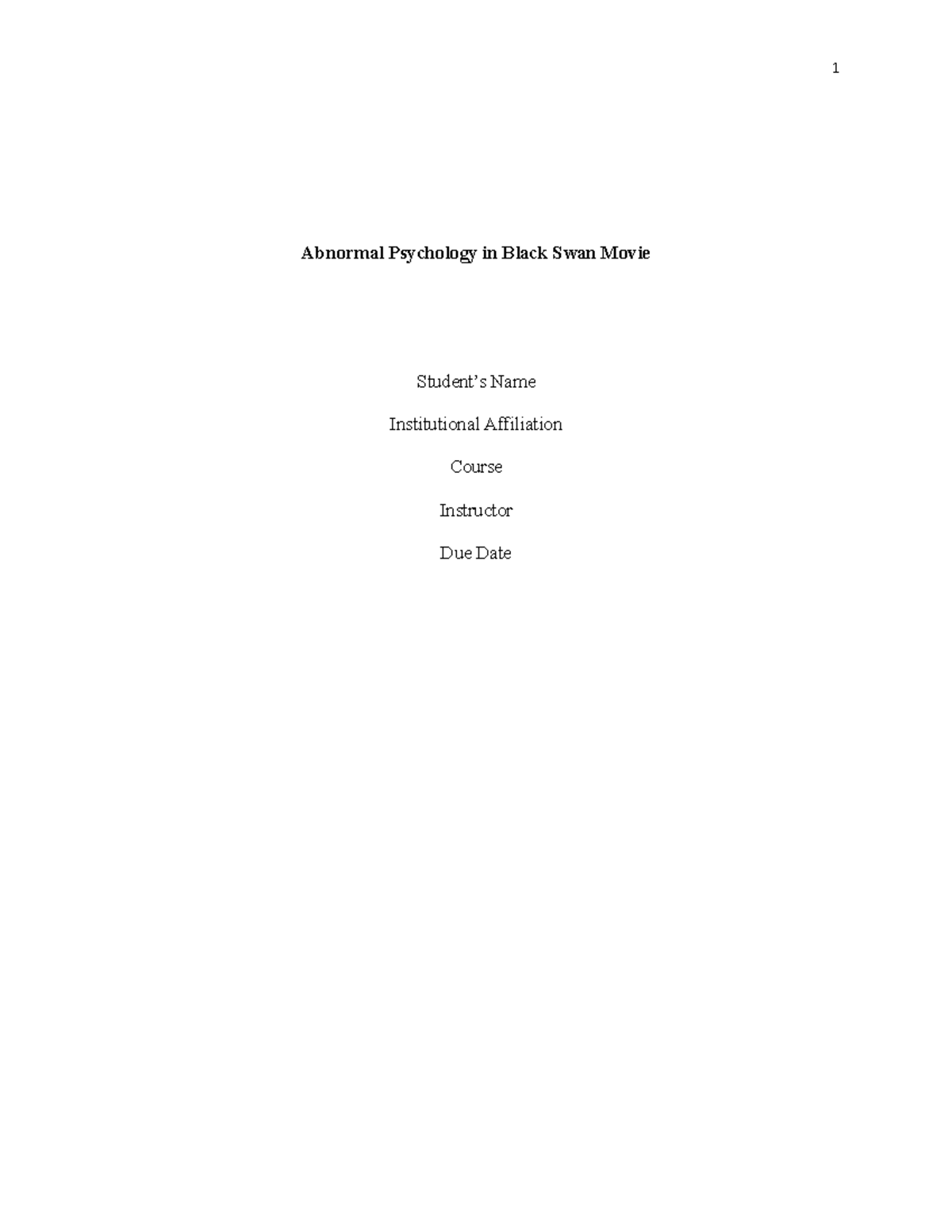 Abnormal Psychology in Black Swan Movie - Abnormal Psychology in Black ...