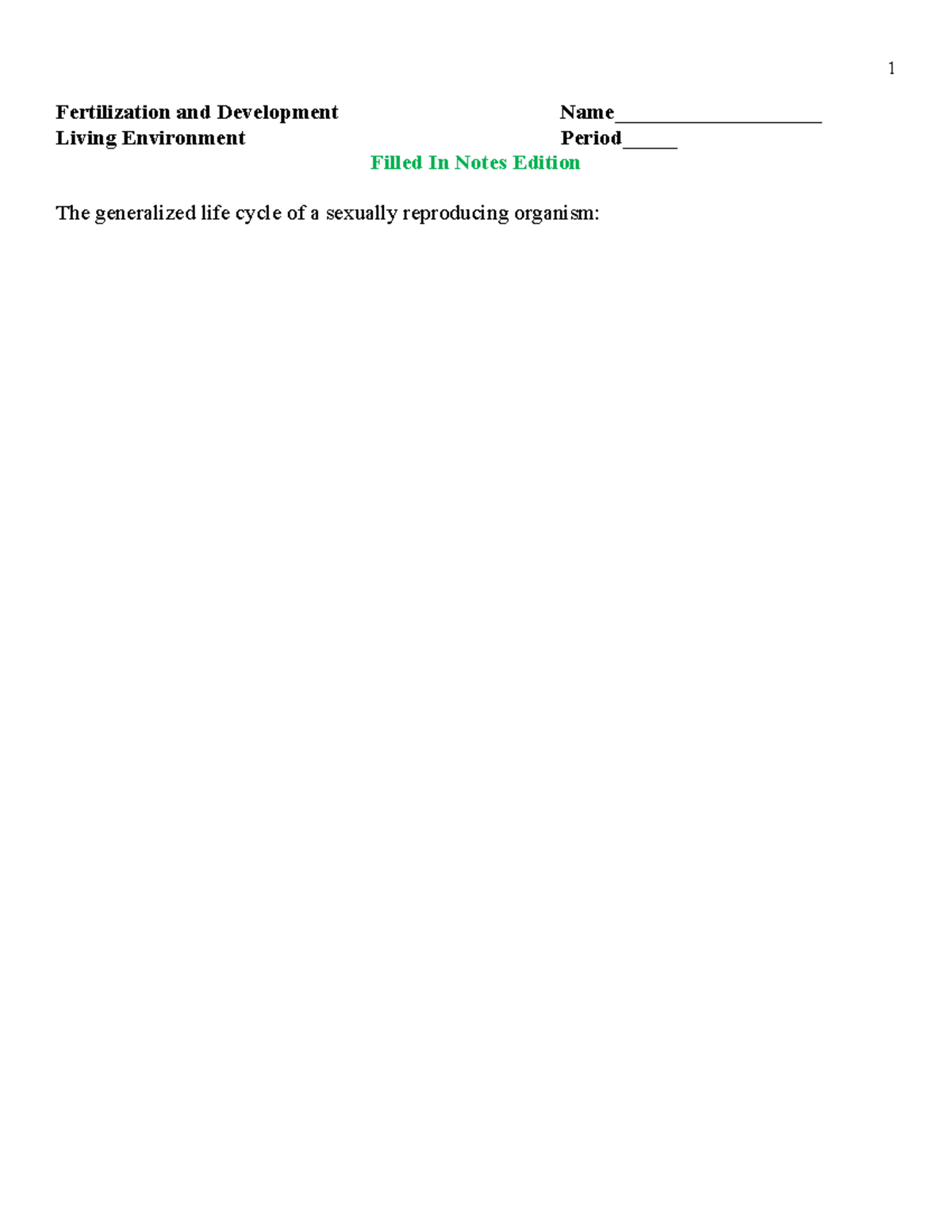 10 - biology answer keys - Fertilization and Development Name ...