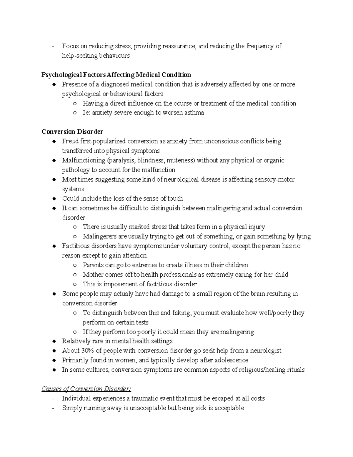 Psy3171 lecture notes-6 - Focus on reducing stress, providing ...