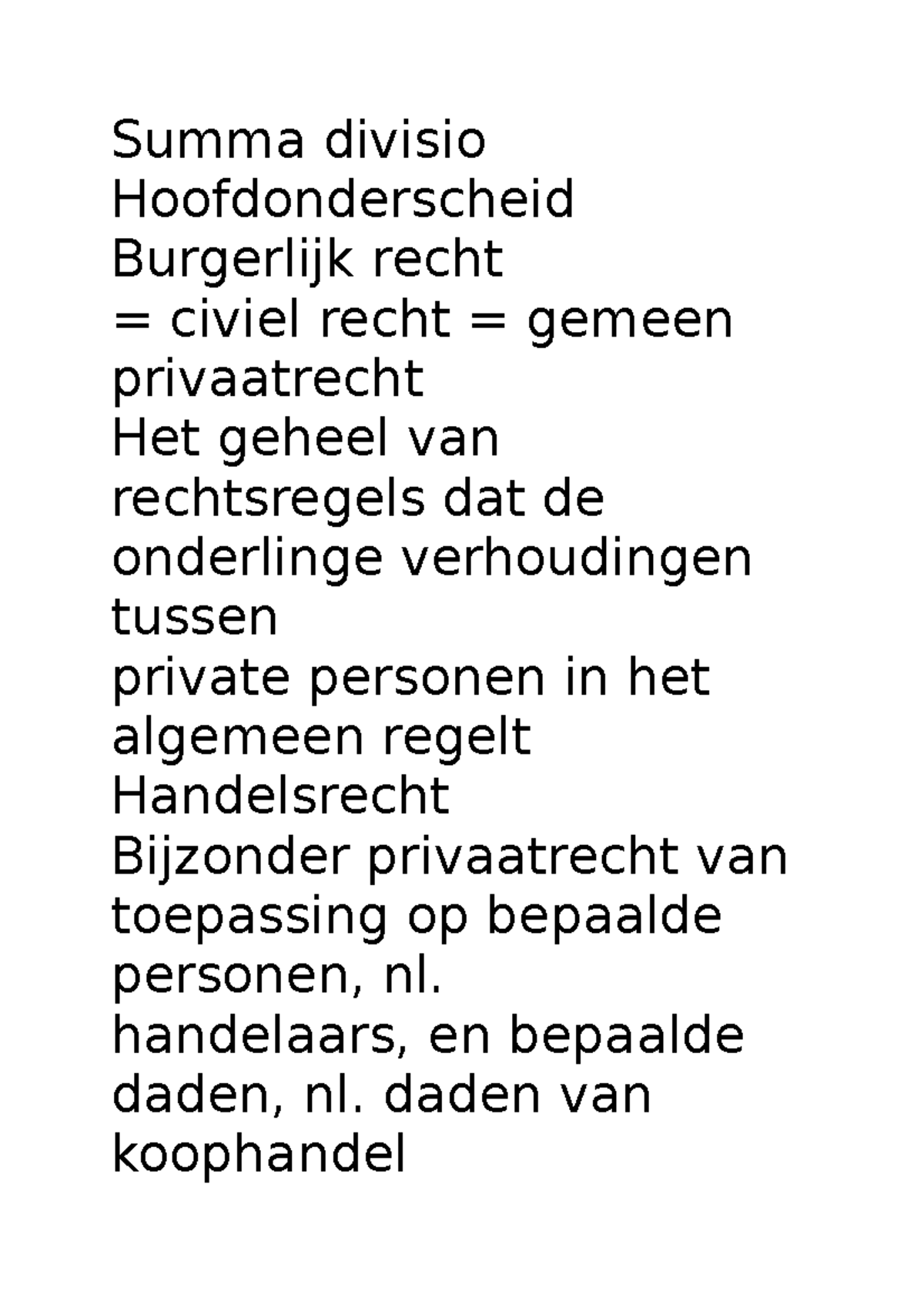 Begrippenlijst-privaat - Summa divisio Hoofdonderscheid Burgerlijk ...