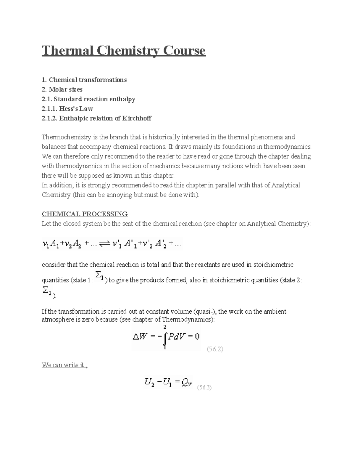Thermal Chemistry Course - Thermal Chemistry Course Chemical ...
