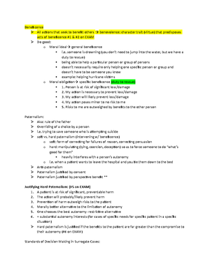 Autonomy notes - Autonomy: respect for the autonomous choices of ...