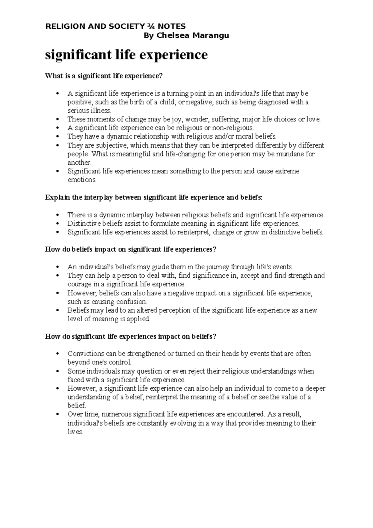 Significant life experience - These moments of change may be joy ...