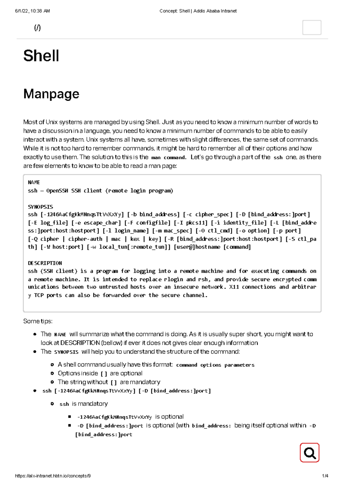 Concept Shell Addis Ababa Intranet - Shell Manpage Most of Unix systems ...