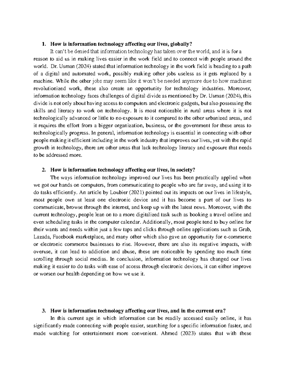 IT Essay General Educ - How is information technology affecting our ...