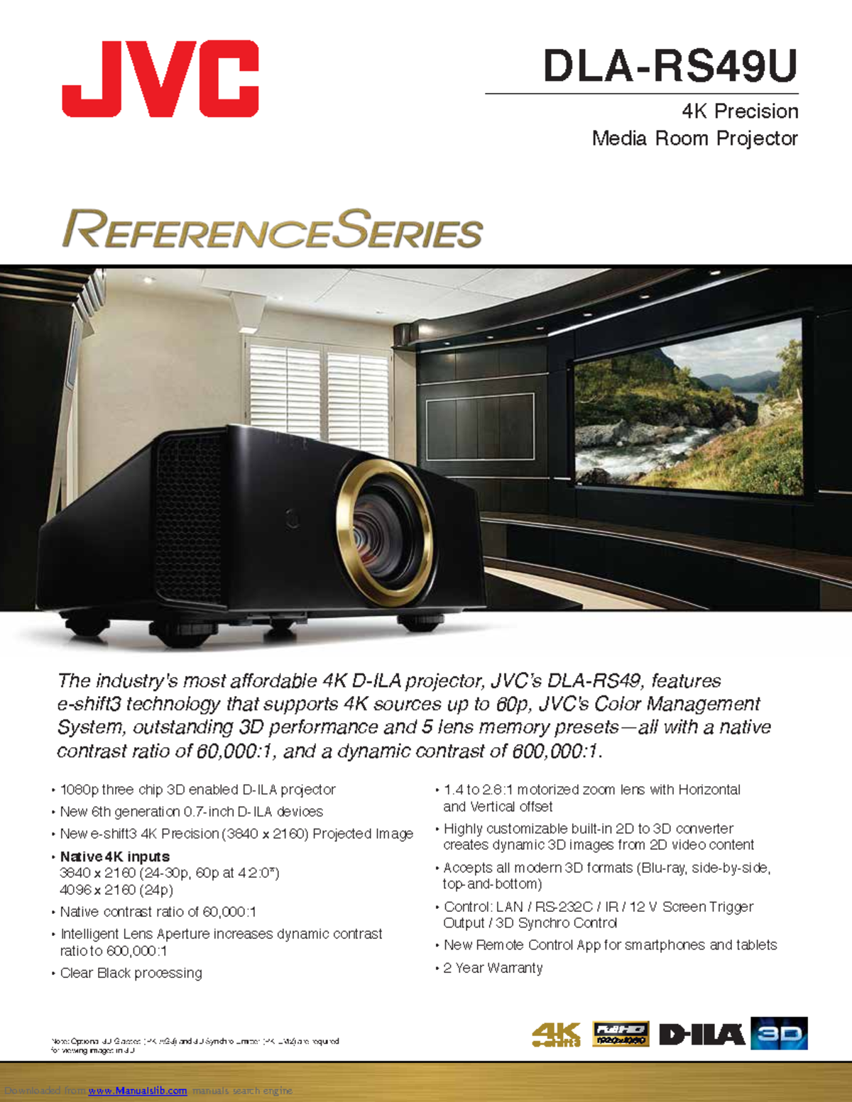 Dlars 49u - none - DLA-RS49U ####### Note: Optional 3D Glasses (PK-AG3 ...