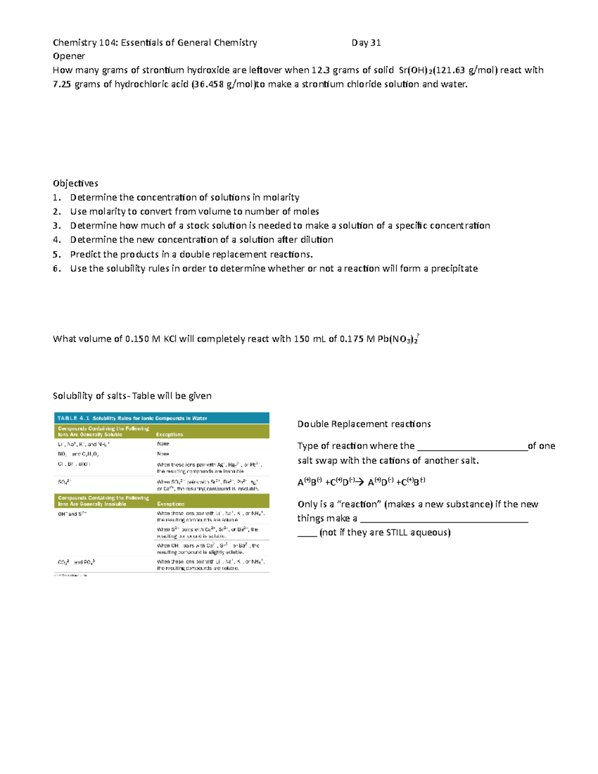 Day 31 Skeletal Notes (sp23) - Chemistry 104: Essentials of General ...