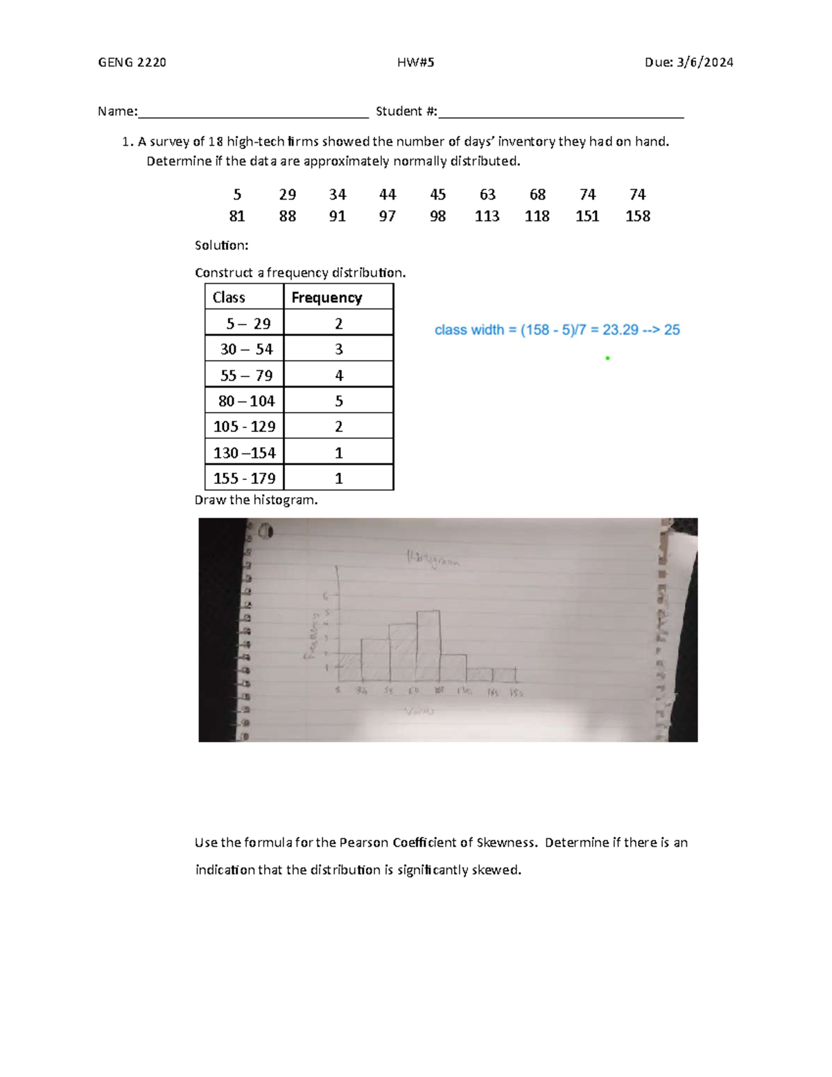HW#5 Q 2024 - Homework 5 - Name:_______________________________ Student ...
