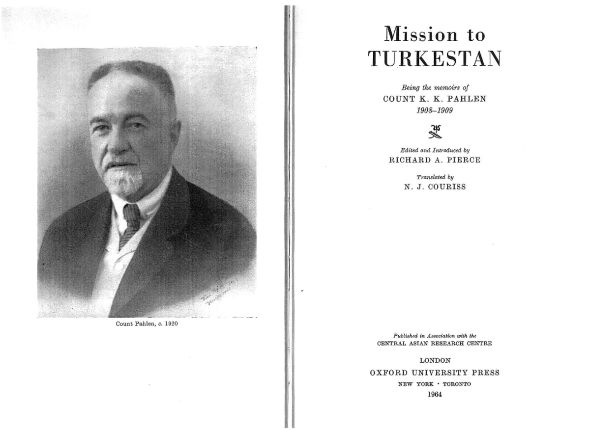 Pahlen, ‘Mission to Turkestan’ - Count P ahlen, c. 1920 Mi ss ion to ...