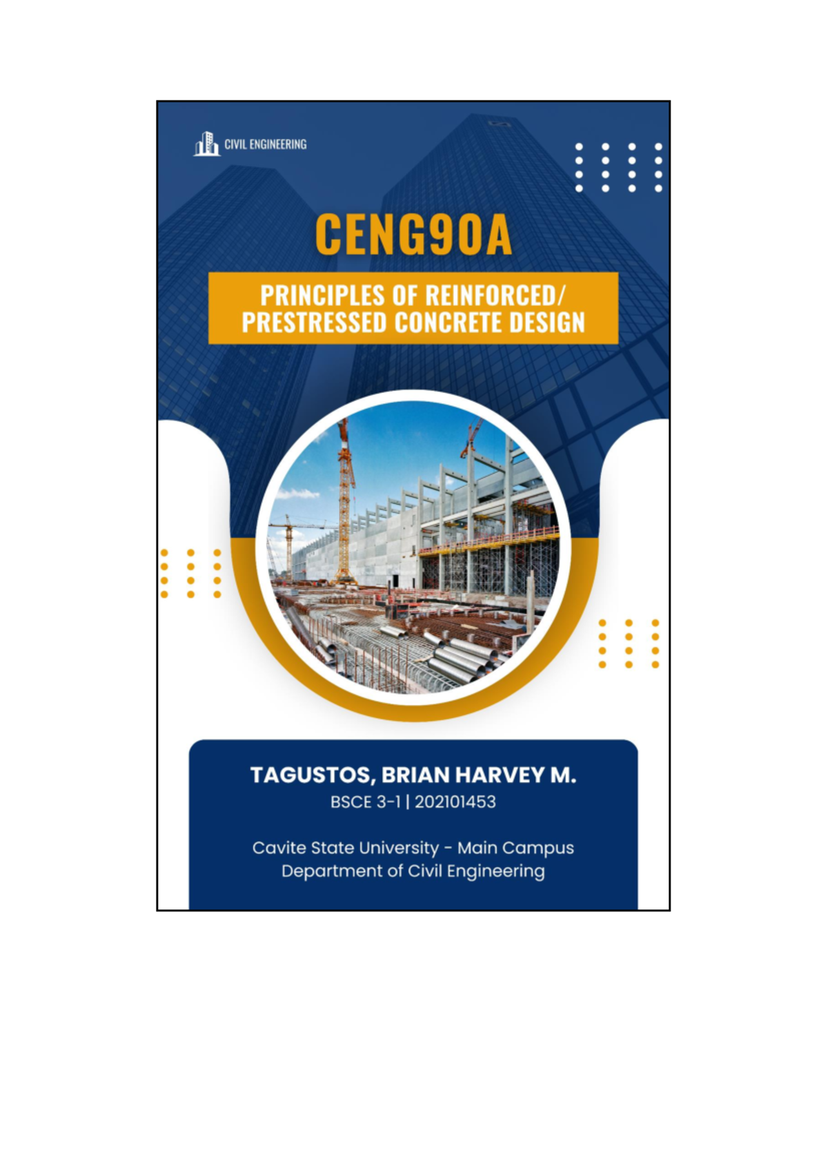 RCD Front PAGE - Title Page - BS CIVIL ENGINEERING - Studocu