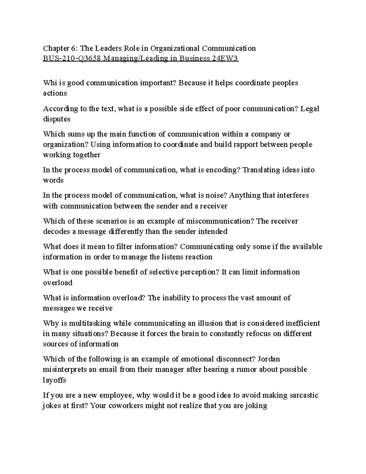Chapter 6 The Leaders Role in Organizational Communication - Chapter 6 ...