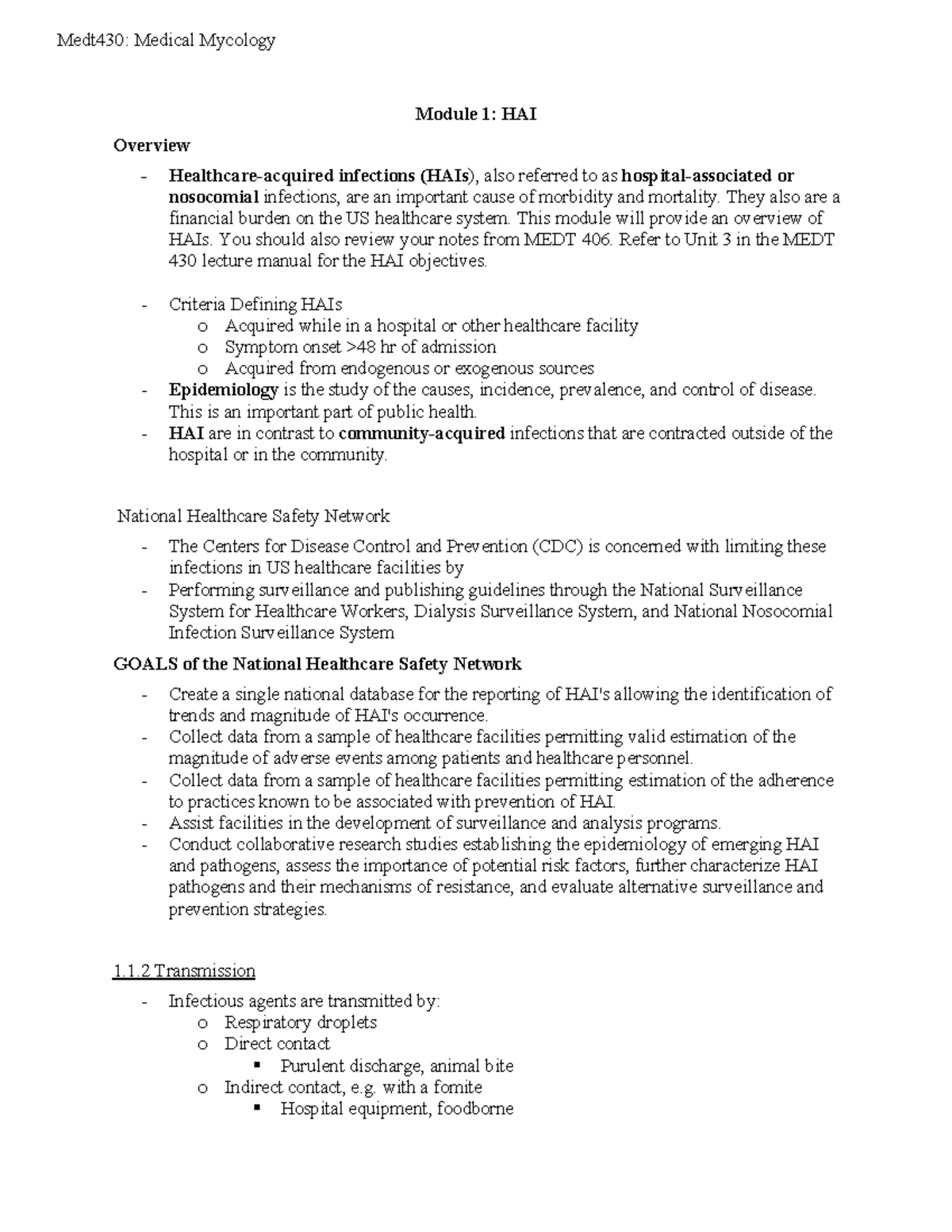 Unit 3 HAI - PDF of Unit 3 HAIs - Module 1: HAI Overview - Healthcare ...