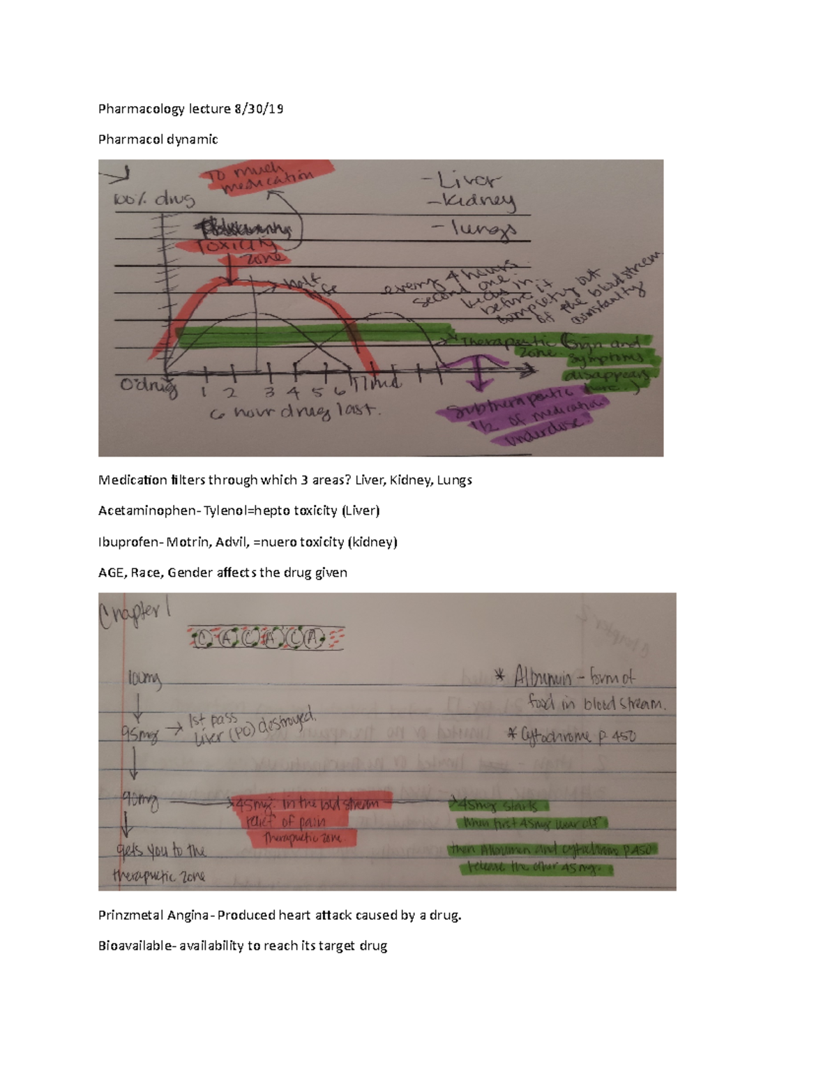 Pharmacology lecture notes 1 - Pharmacology lecture 8/30/ Pharmacol ...