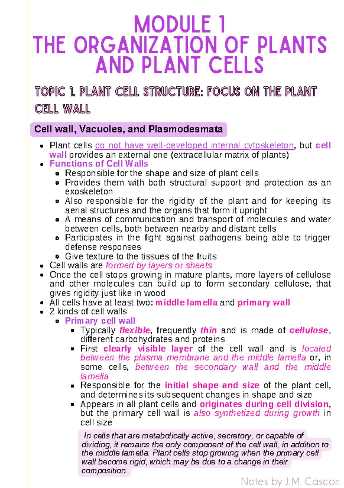 Bot 121 (Elementary Plant Physiology-Lec) - module 1 THE ORGANIZATION OF PLANTS AND PLANT CELLS ...