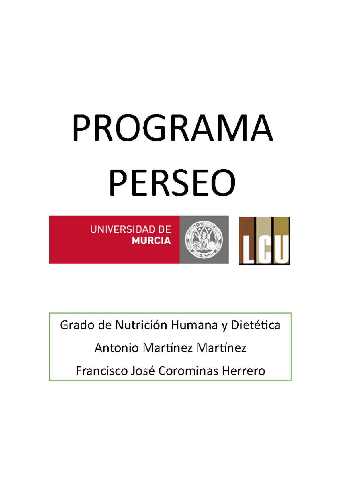 Trabajo tutorial - Programa Perseo - PROGRAMA PERSEO Grado de Humana y ...