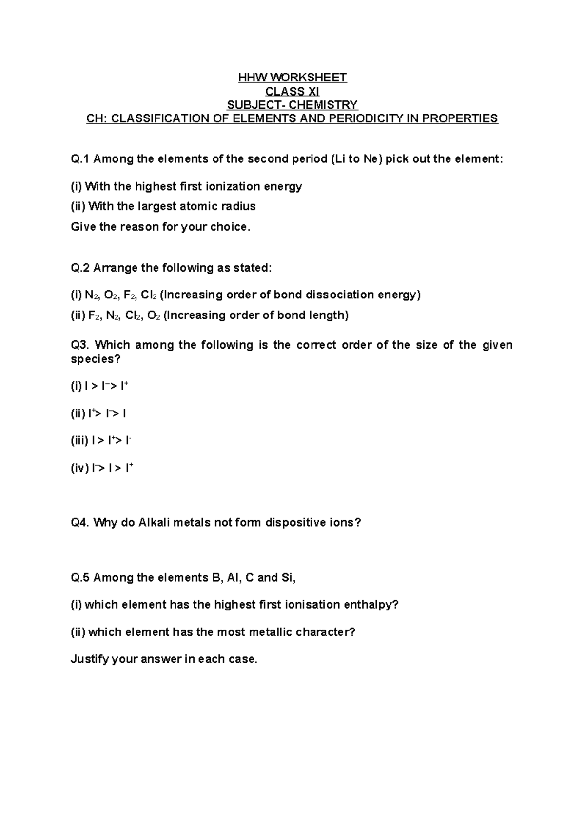 HHW XI 2024-25 Upload Chemistry XI B 08 05 2024 2 - HHW WORKSHEET CLASS XI SUBJECT- CHEMISTRY CH ...