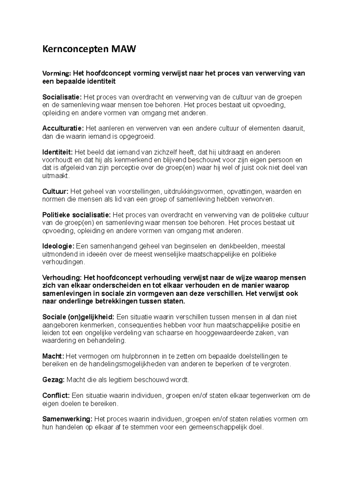 Kernconcepten MAW - Begrippen - Kernconcepten MAW Vorming: Het ...