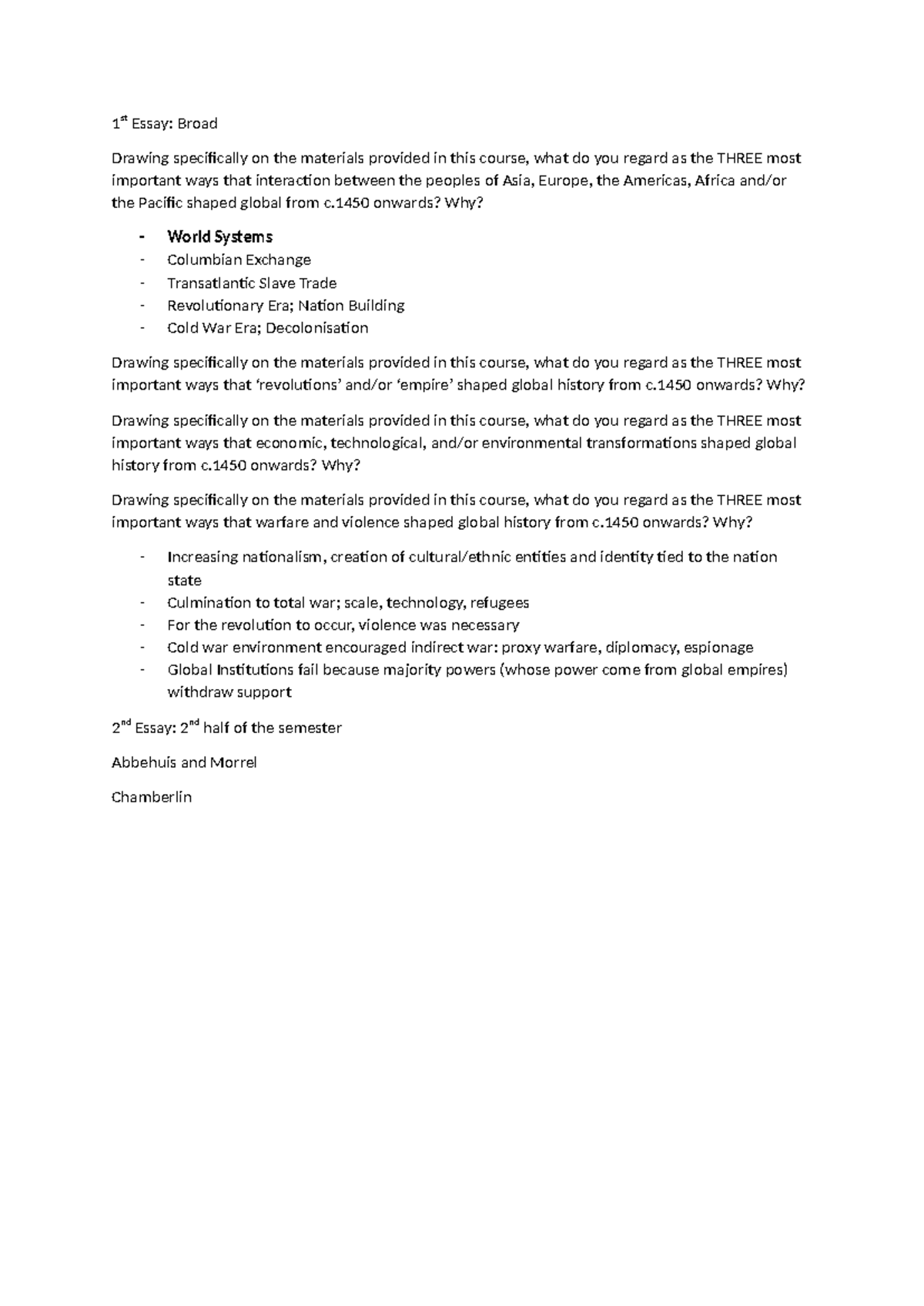 Drawing Connections - 1 st Essay: Broad Drawing specifically on the ...