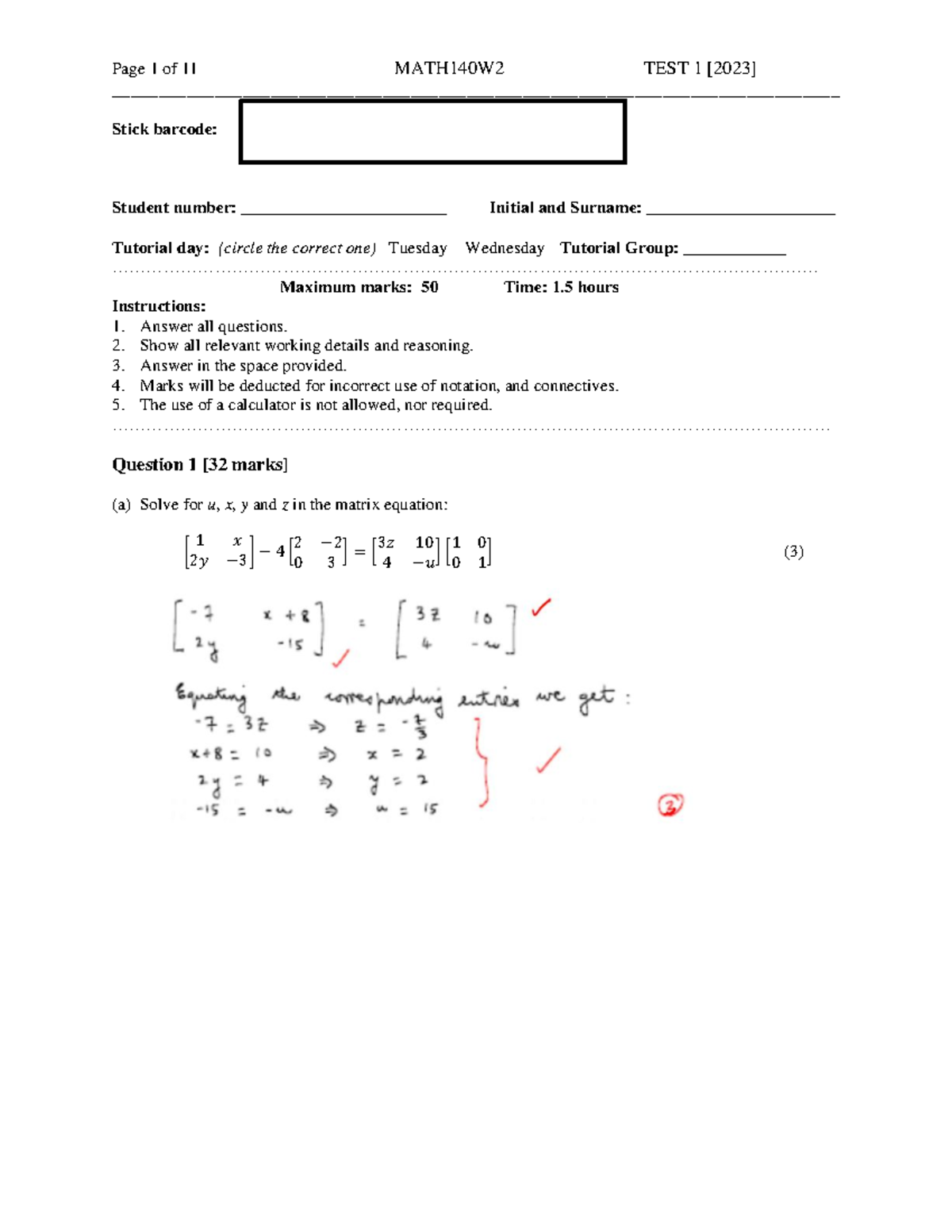 Math140 Test1 2023 -solutions - - Studocu
