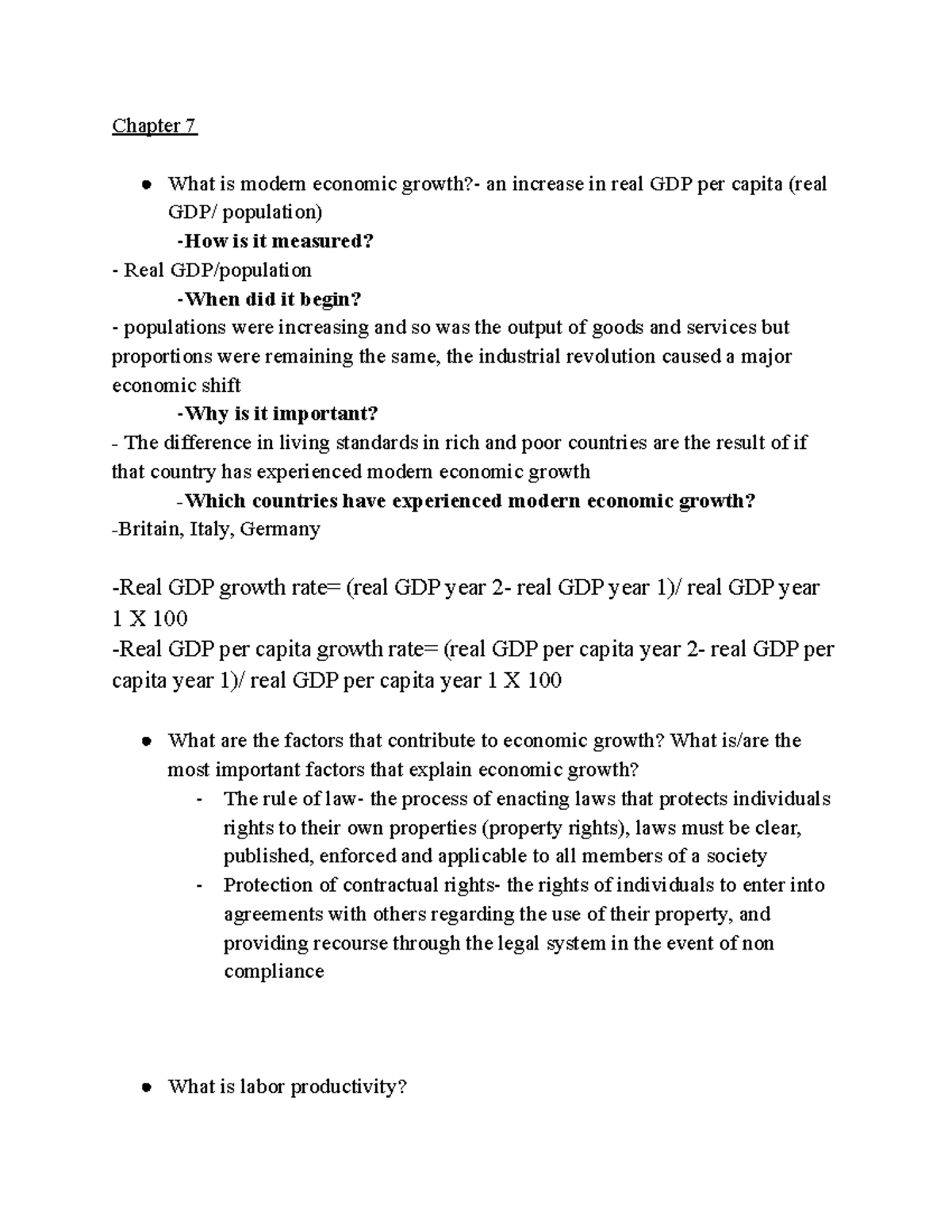 Macroeconomics chapters 7-11 - Chapter 7 What is modern economic growth ...