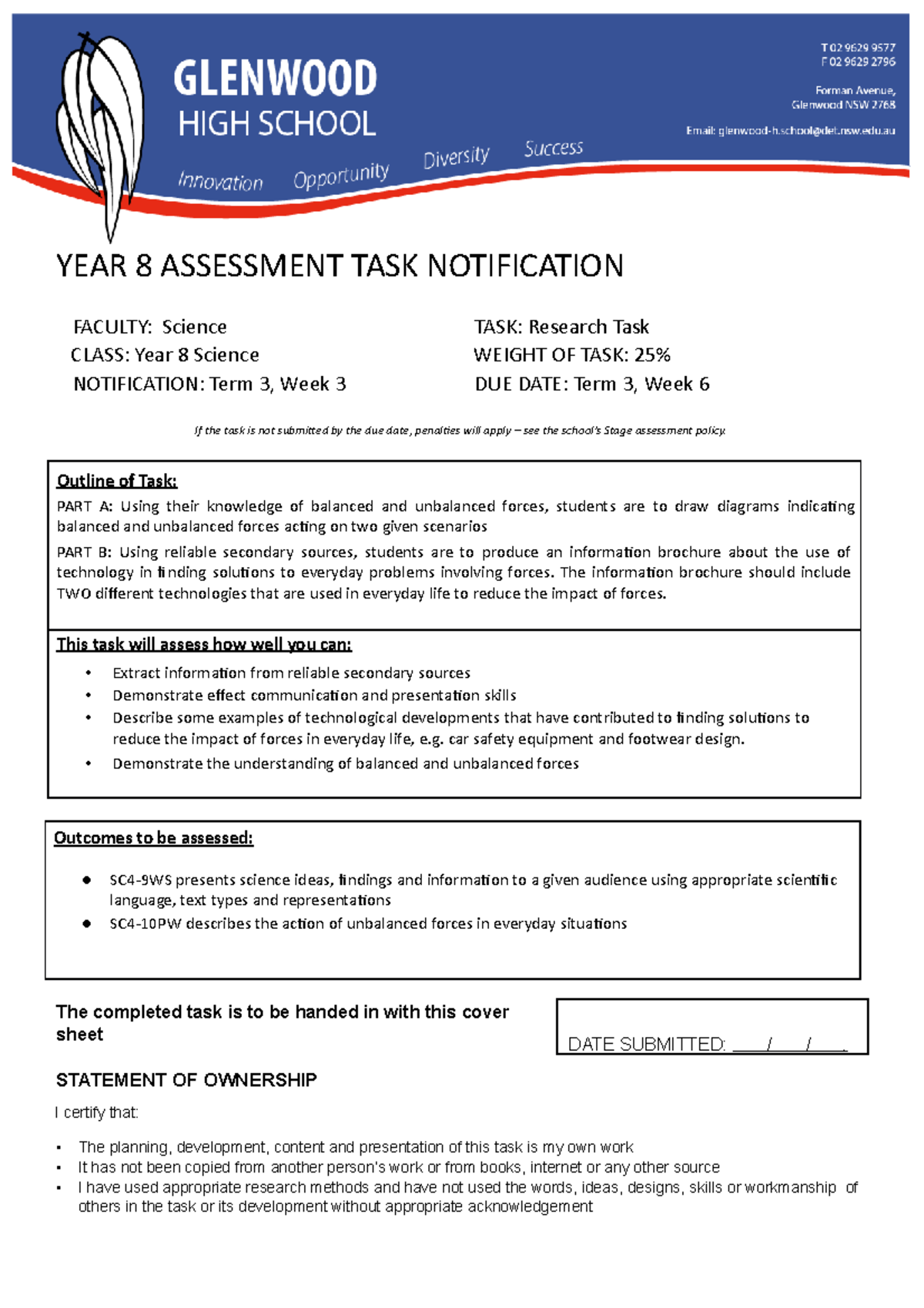 Part A science By Ayush Prasad - YEAR 8 ASSESSMENT TASK NOTIFICATION ...