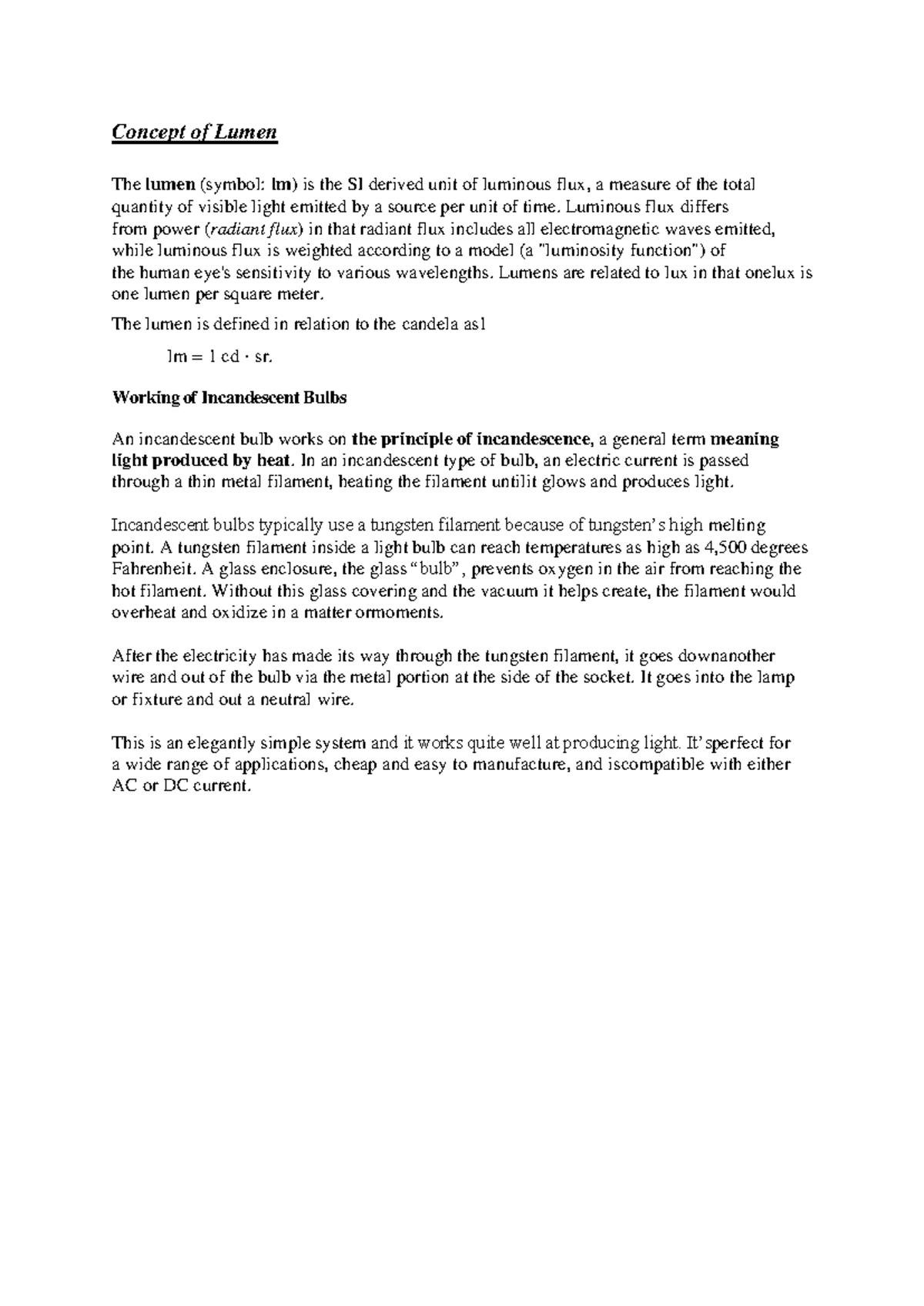 Basic Electrical Part 18- Conversion Of Energy - Concept of Lumen The ...