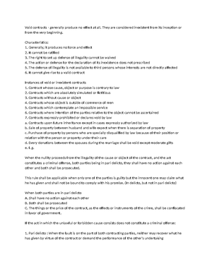 Oblicon assignment - rescissible, voidable, unenforceable, void contracts - Type of Contract ...