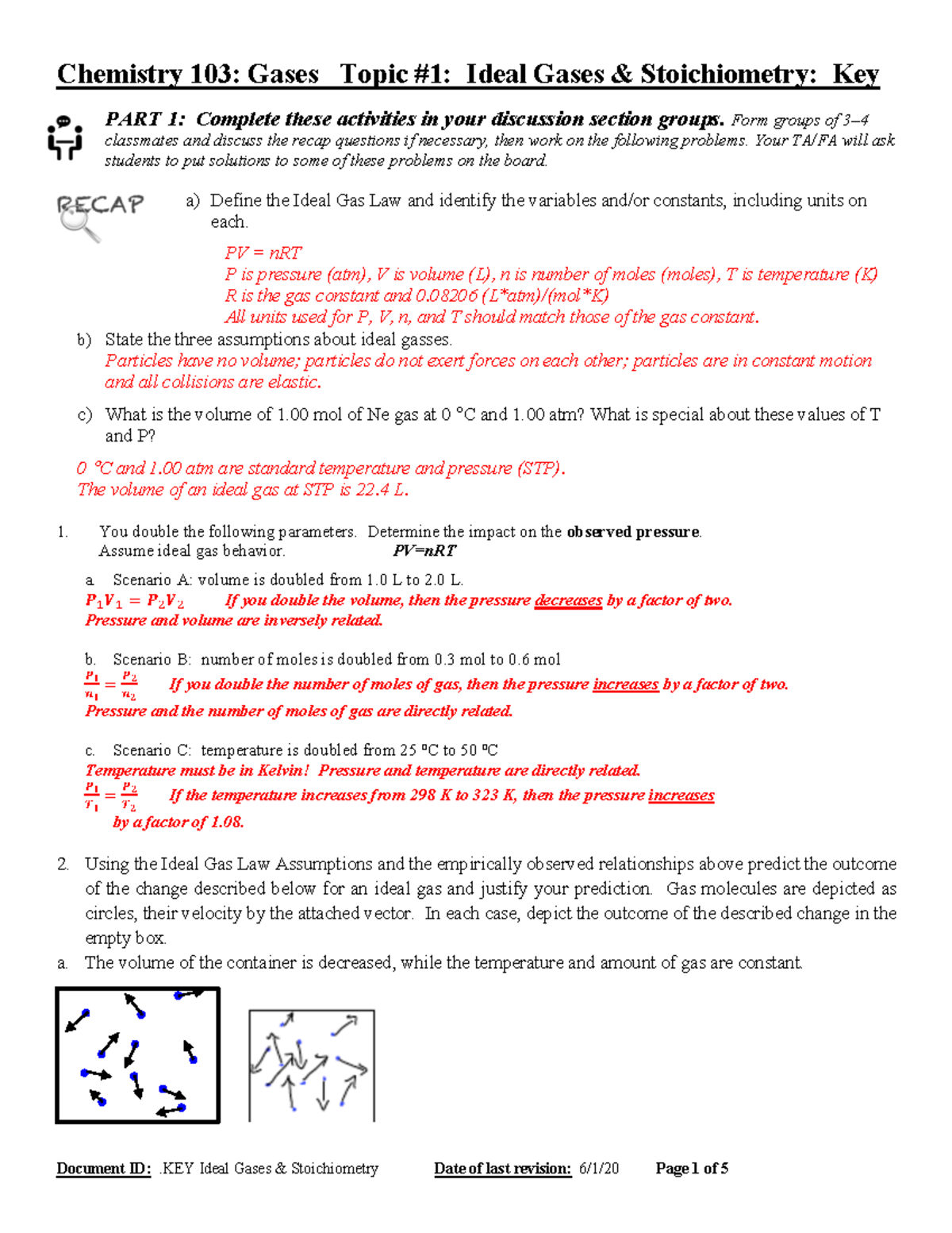 103 M5 T1 KEY - General Chem problem set - Chemistry 103: Gases Topic ...