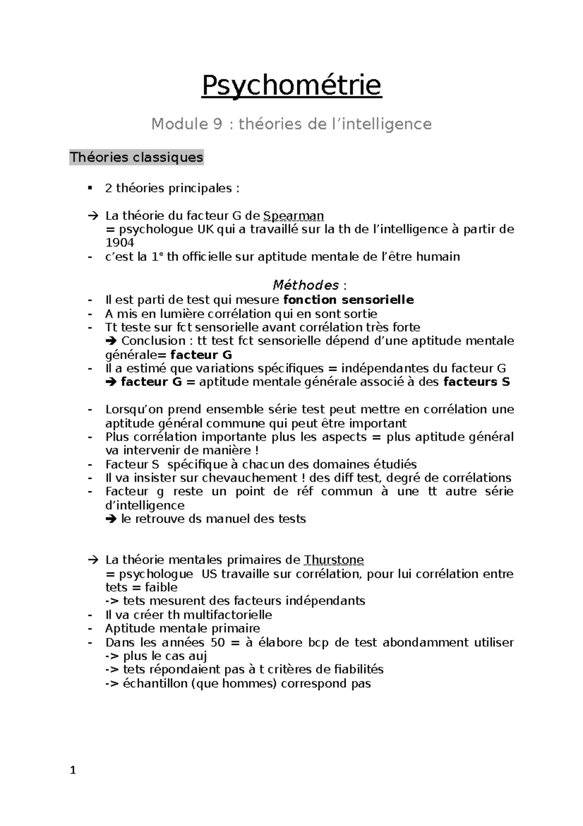 Psychométrie - module 9 - Psychométrie Module 9 : théories de l ...