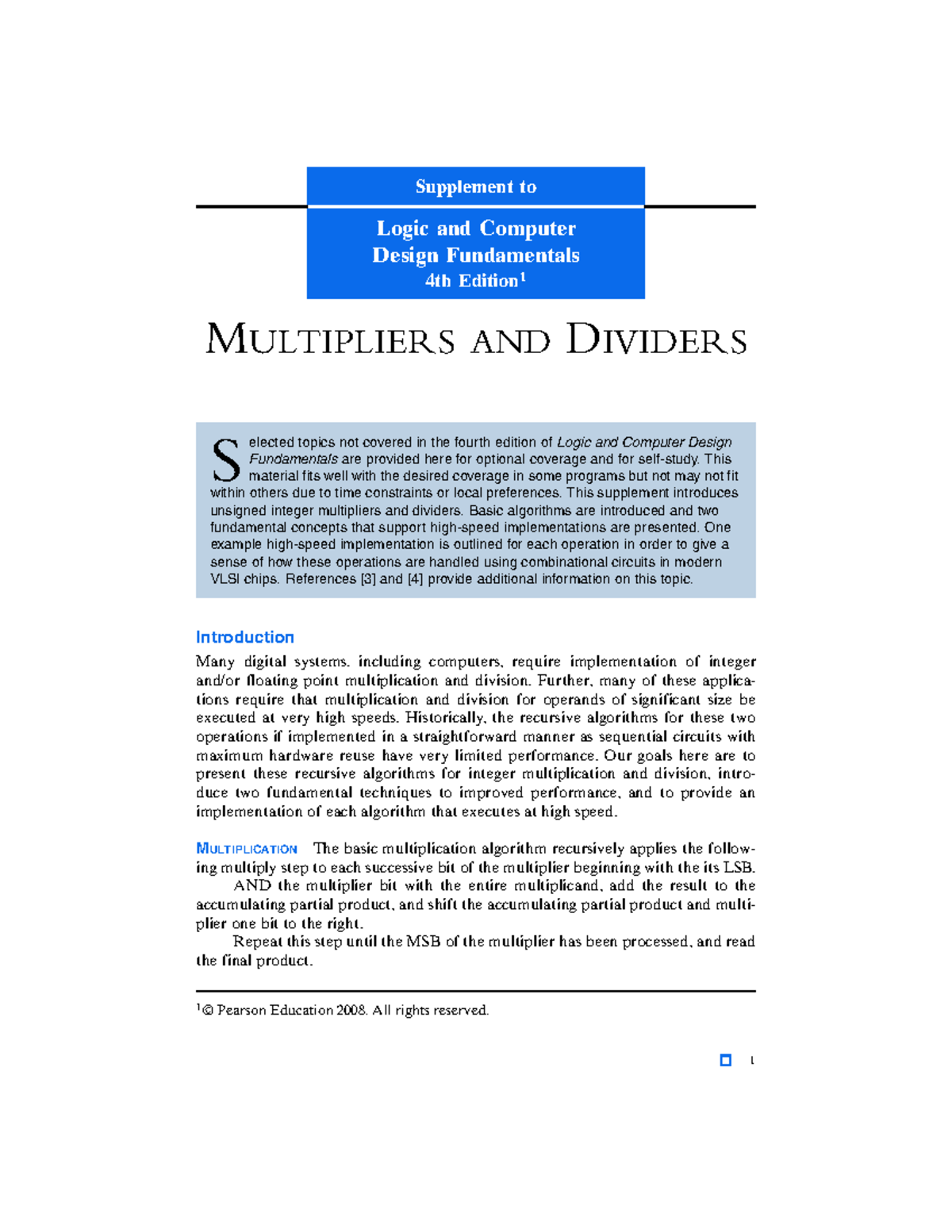 Mulitpliers Dividers supp4 - Supplement to Logic and Computer Design ...