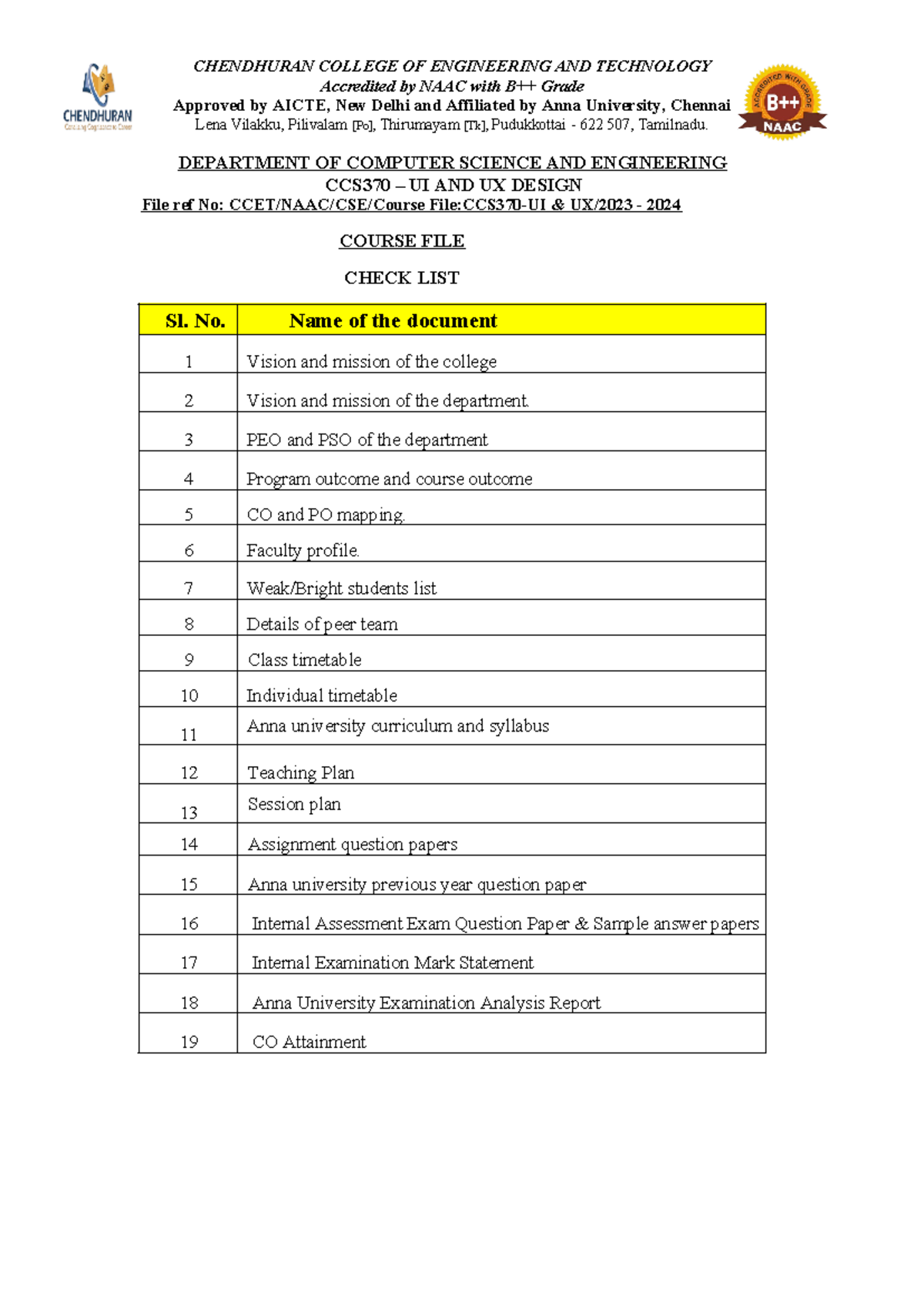 Course file aiml - reference - Accredited by NAAC with B++ Grade ...