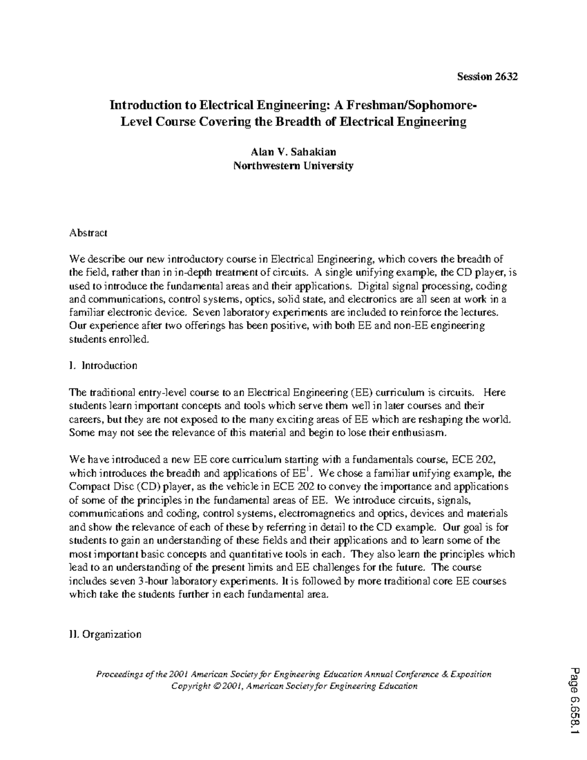 Introduction to electrical engineering a freshman sophomore level ...