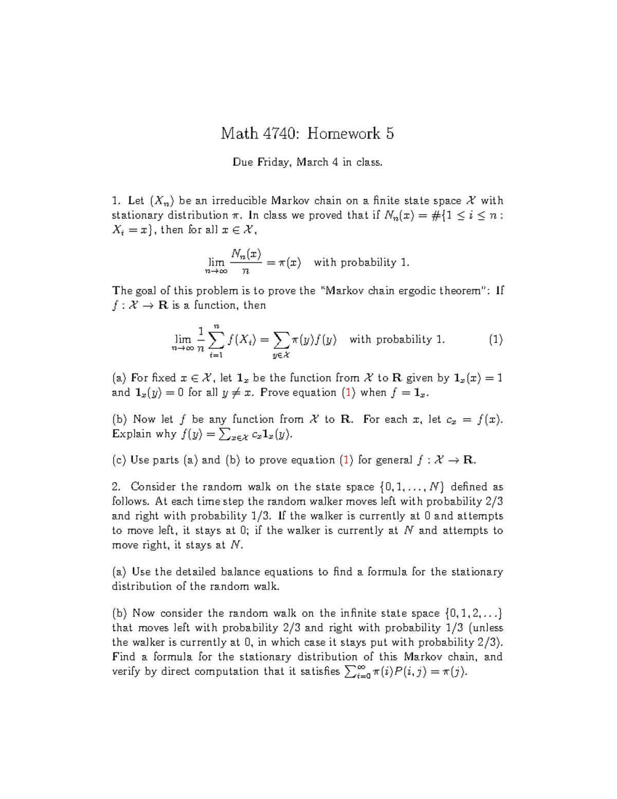Hw5 3 Homework Assignment From Math 4740 Taught By Professor Daniel Jerison During Math 4740
