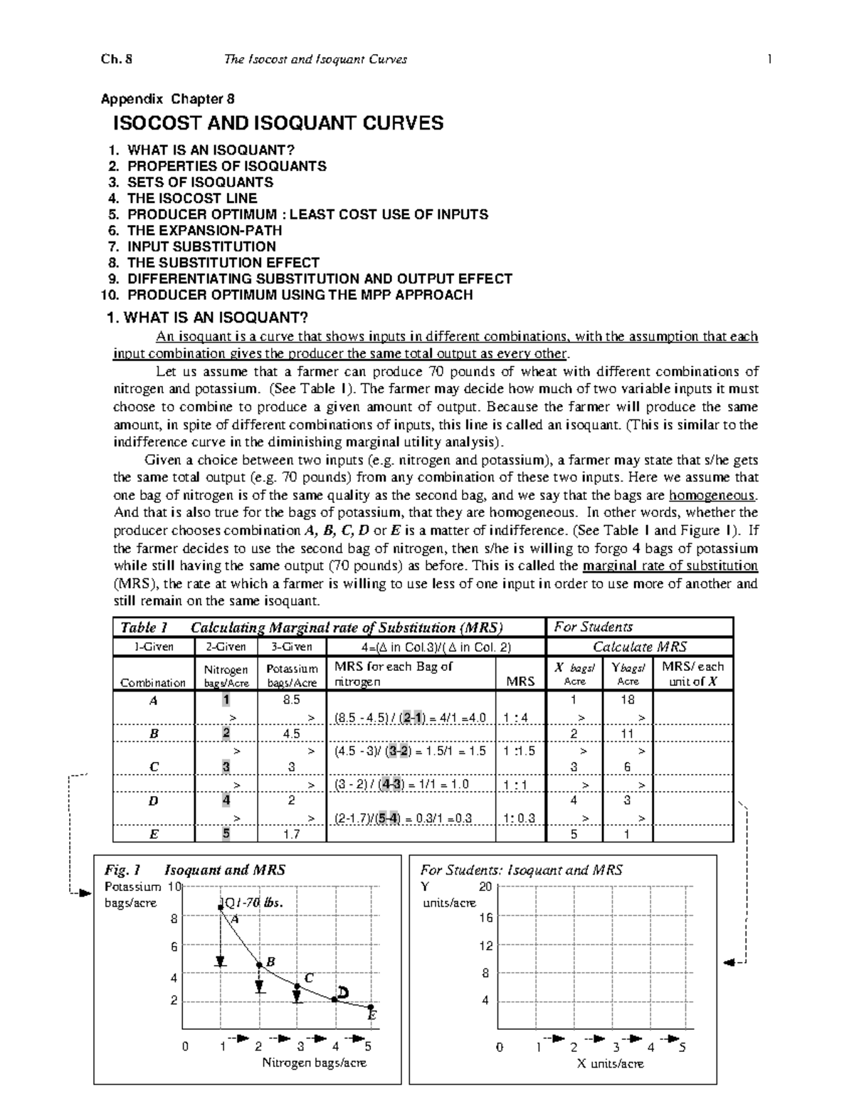 Isocost and Isoquant Curves - Appendix Chapter 8 ISOCOST AND ISOQUANT ...