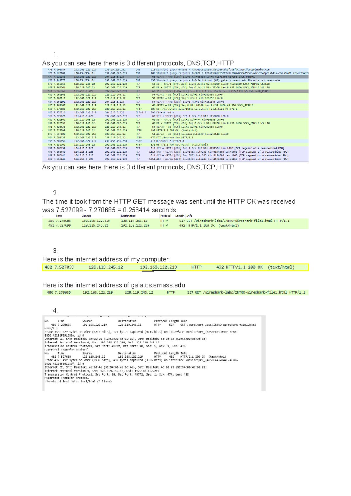 Netfun week 1 - 048720 - 1. As you can see here there is 3 different protocols, DNS,TCP,HTTP As ...