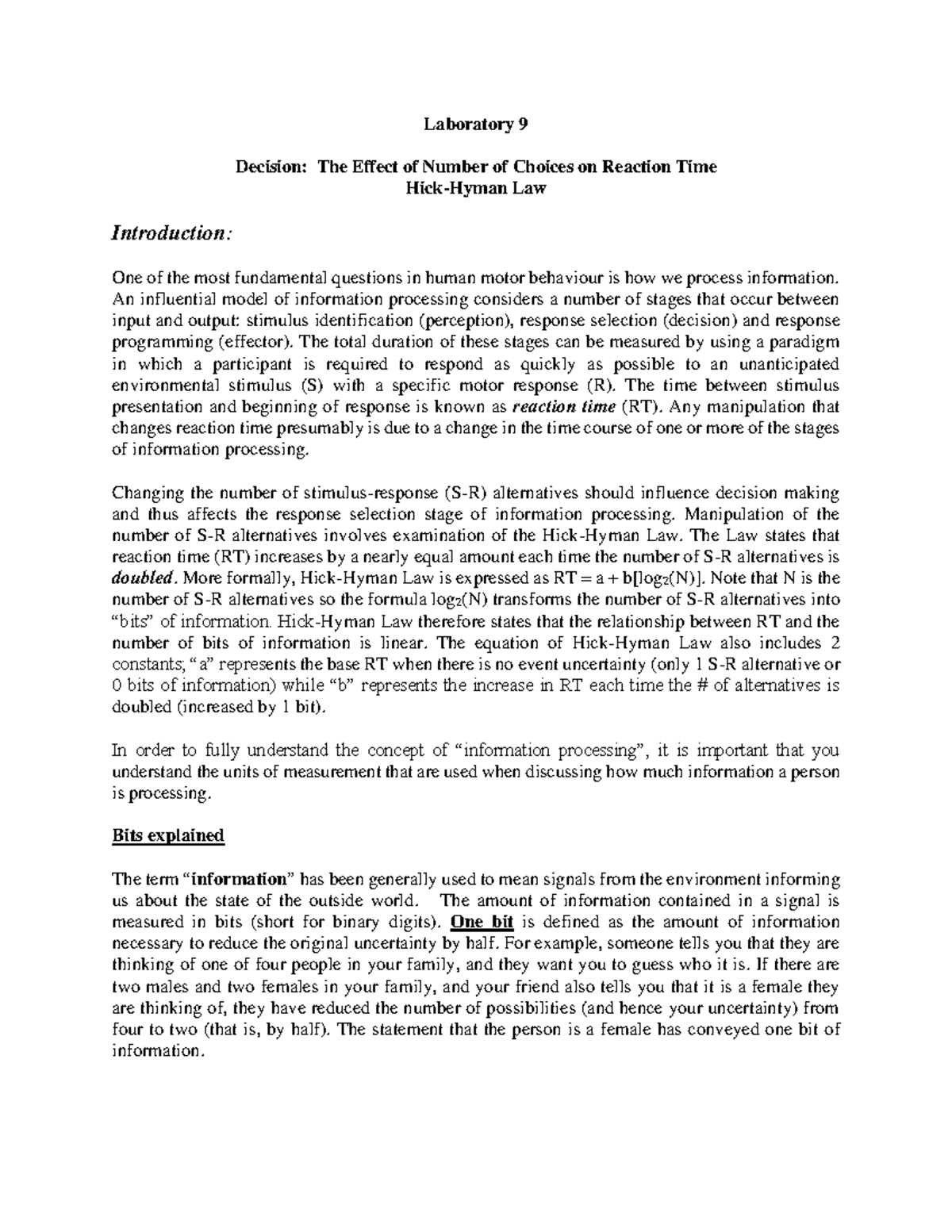 Laboratory 9 - taylor cleworth and george - Laboratory 9 Decision: The ...