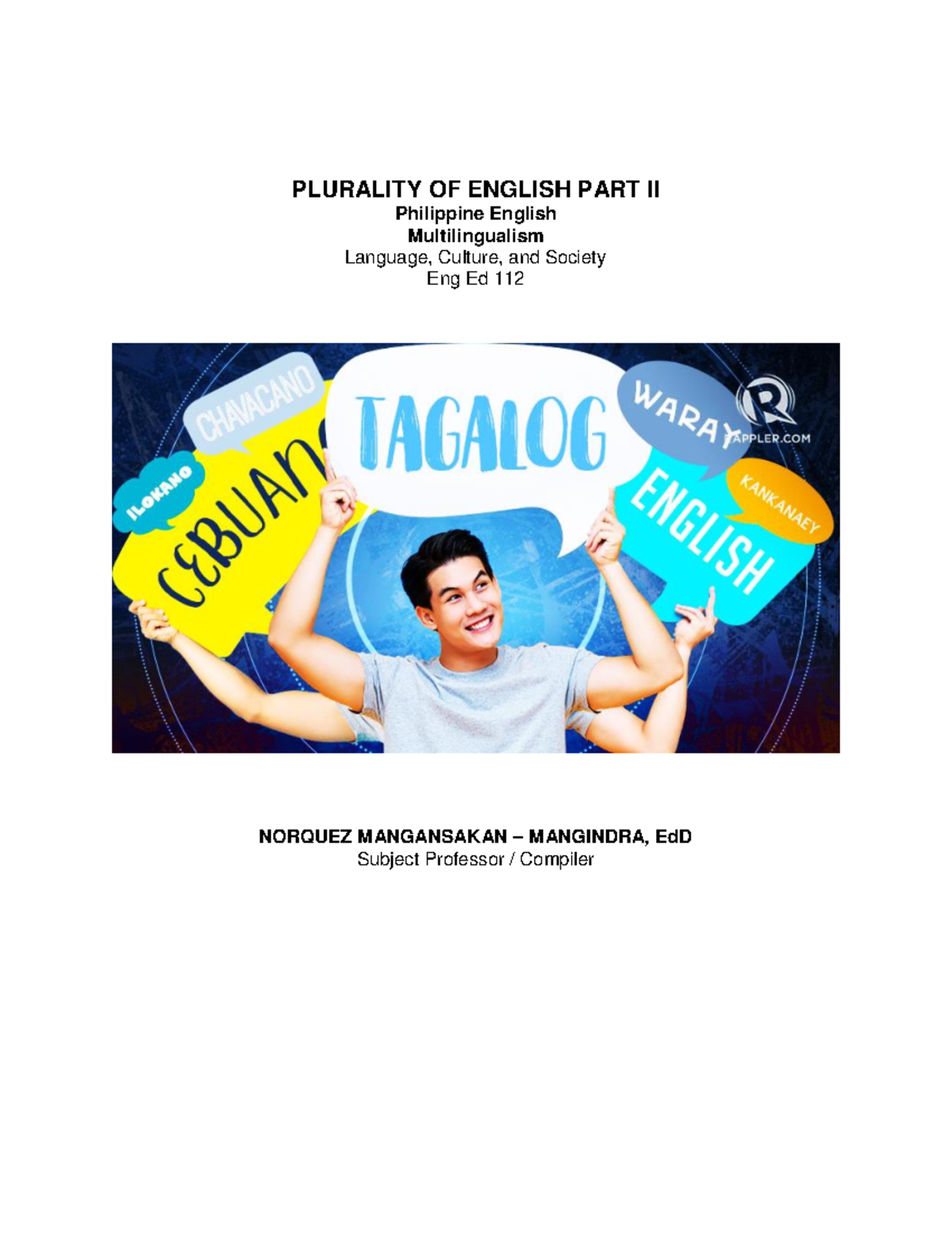Philippine english - PLURALITY OF ENGLISH PART II Philippine English ...