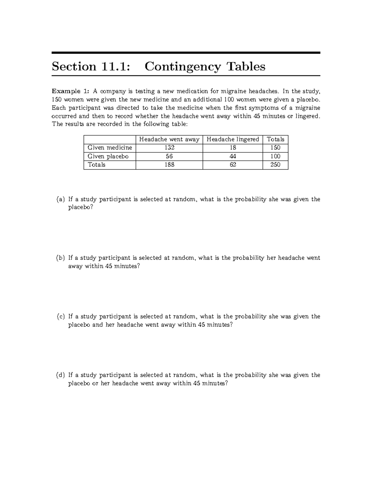 Contingency Tables - Section 11: Contingency Tables Example 1:A company ...