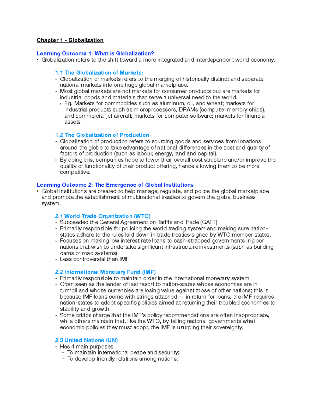 Chapter 1 - Globalization - Chapter 1 - Globalization Learning Outcome 1: What is Globalization ...