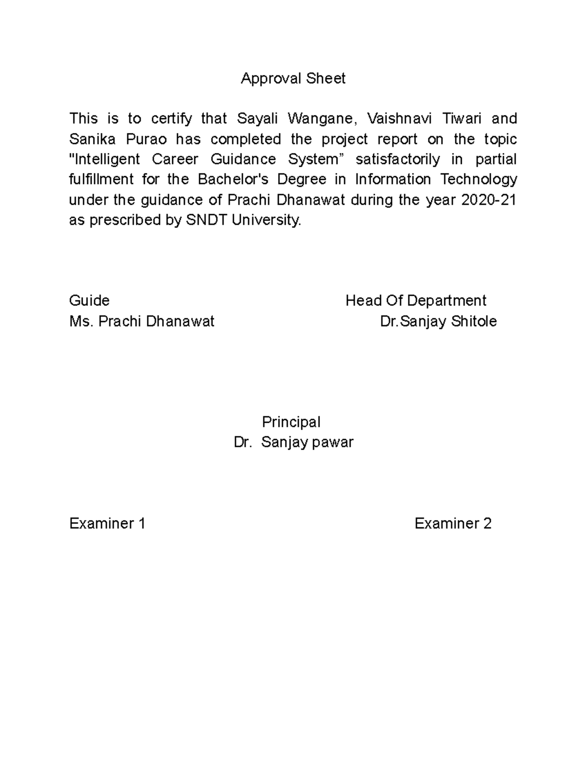 Abstract - its a class lecture note by teacher given - Approval Sheet This is to certify that ...