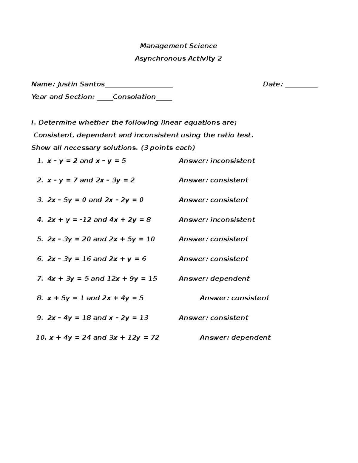 BSA Man Sci Activity 2(4) Justin Santos - Management Science ...
