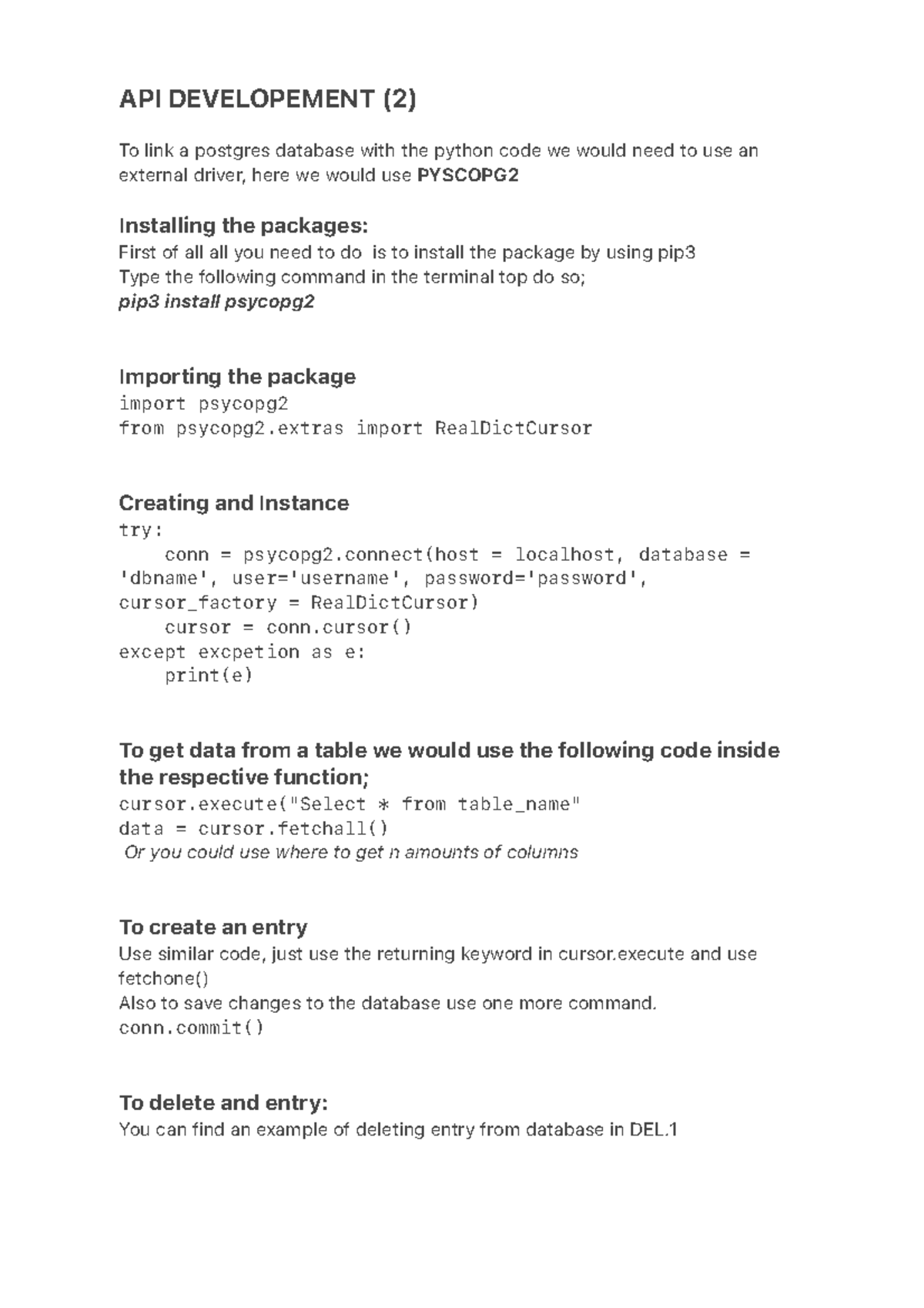 API Developement - these are the follow ups of the notes of api dev ...