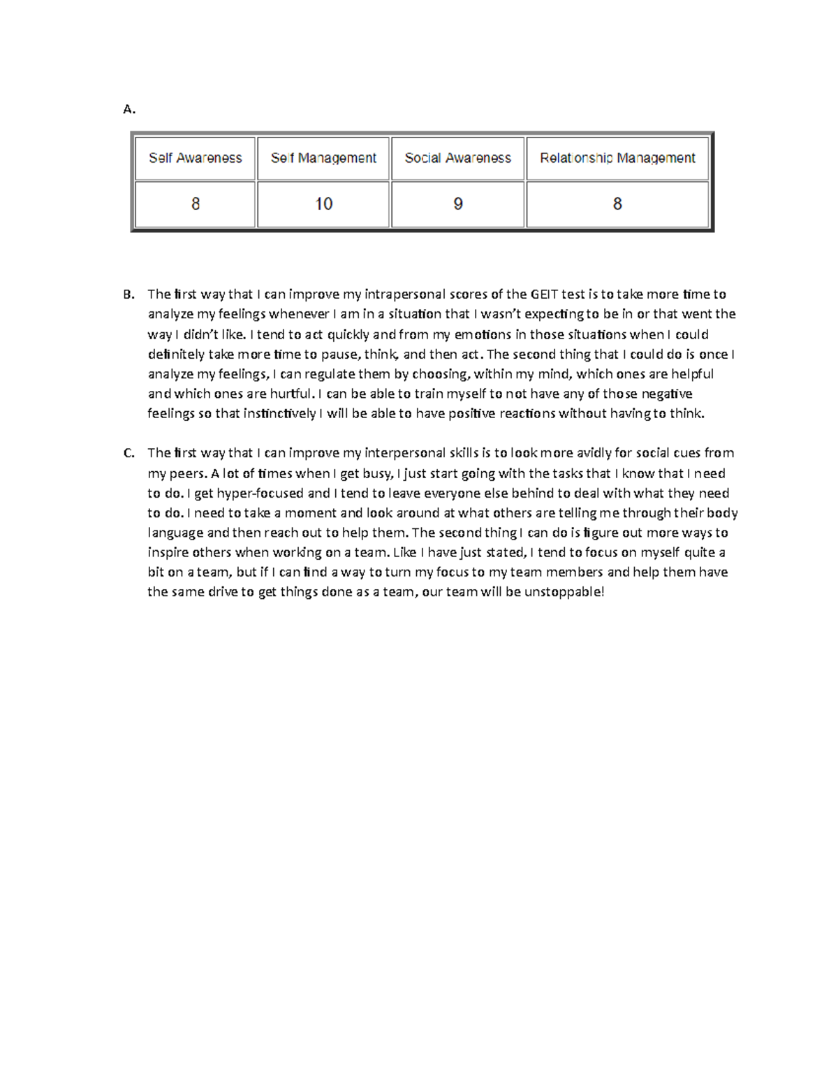 Carter Wilcox CHM1 Task 1 - A. B. The first way that I can improve my intrapersonal scores of ...
