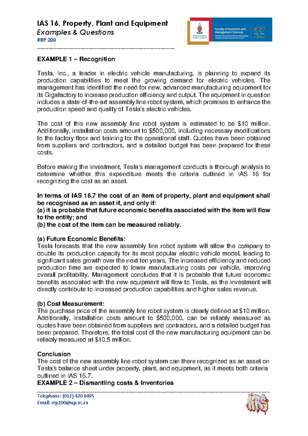 IAS 16 Examples and questions - IAS 16, Property, Plant and Equipment ...